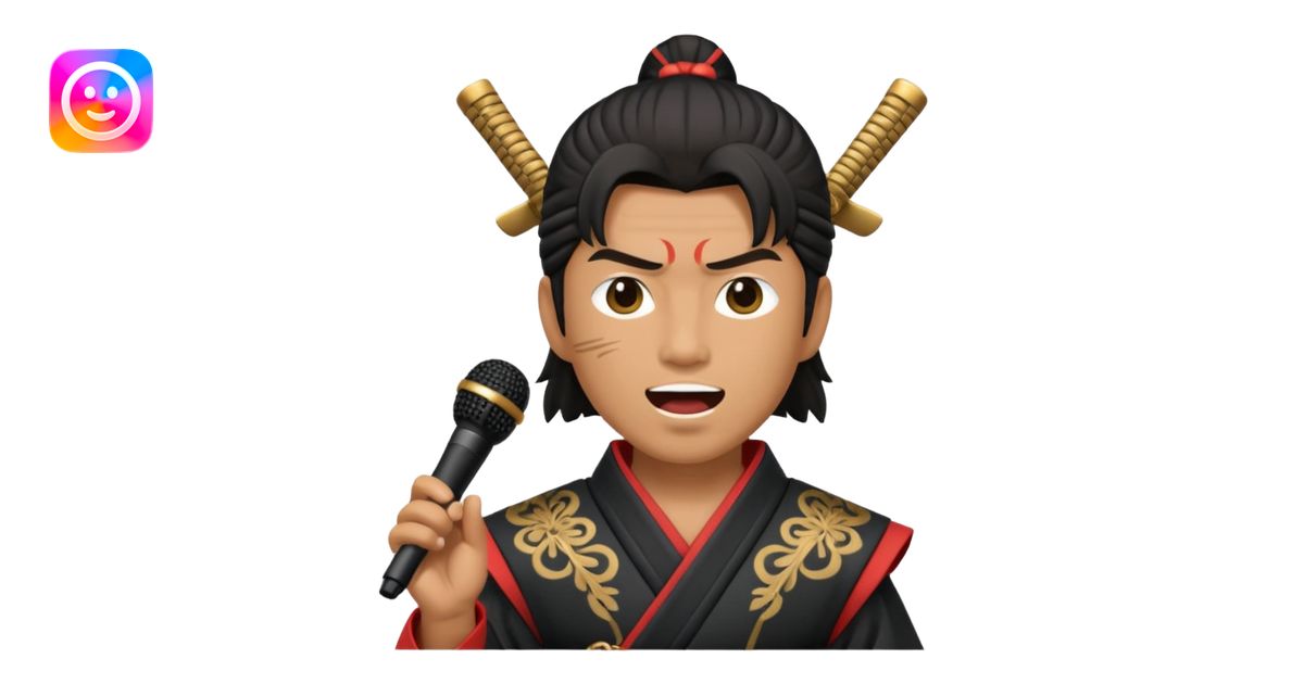 samurai singing with micro emoji | AI Emoji Generator