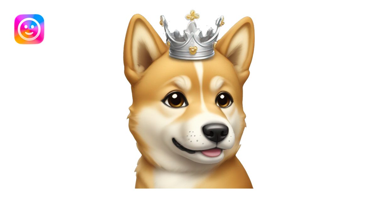 protrait side view of a cute baby doge with silver crown emoji | AI ...