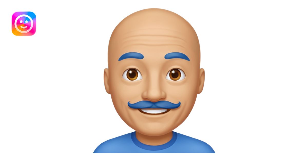 bald man with blue mustache emoji | AI Emoji Generator