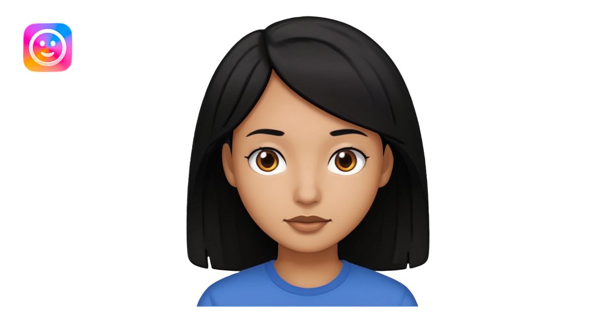 Black hair medium brown skin dark brown eyes emoji | AI Emoji Generator