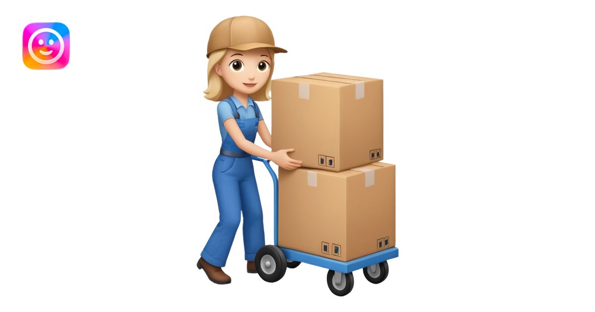 Box Carrier + dolly, Apartment Movers. emoji | AI Emoji Generator