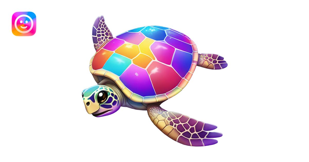 Lisa Frank, rainbow sea turtle with star on shell emoji | AI Emoji ...