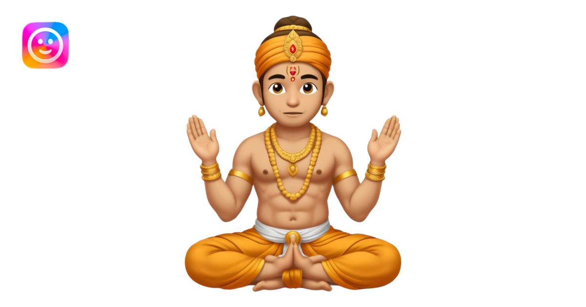 Hanuman ji seated and praying with close eyes with golden mukut and ...