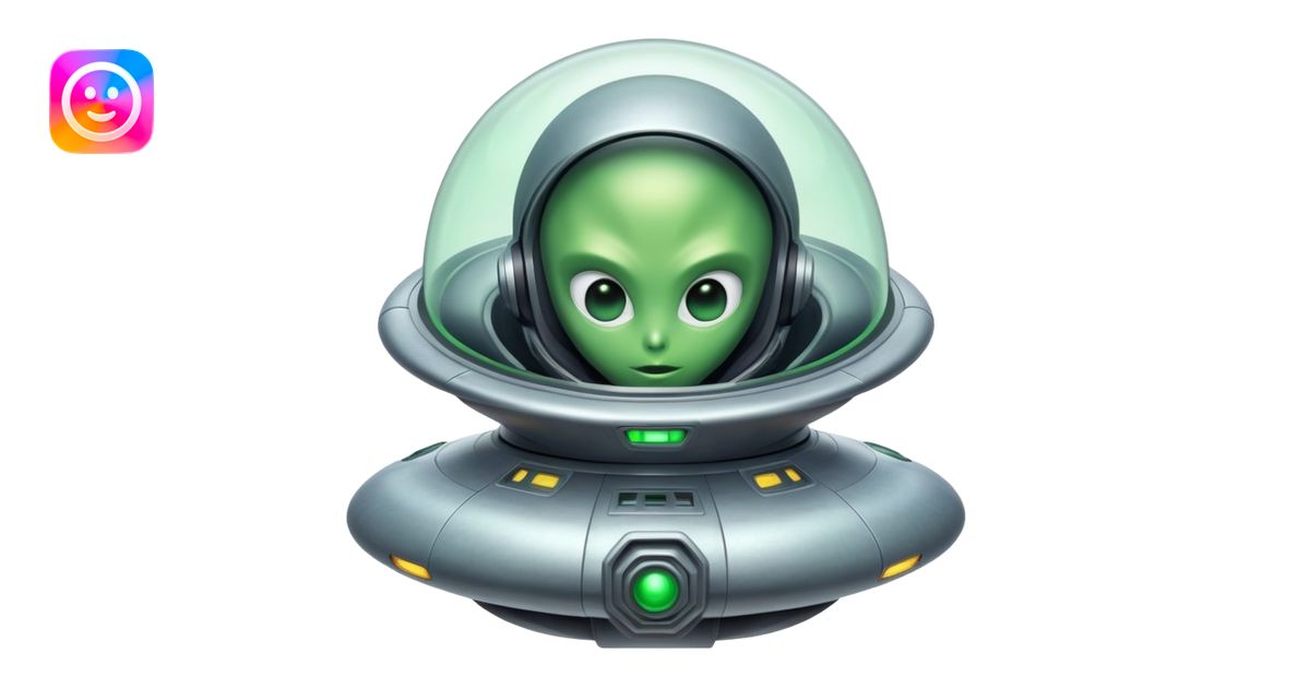 alien piloting a UFO spaceship emoji | AI Emoji Generator