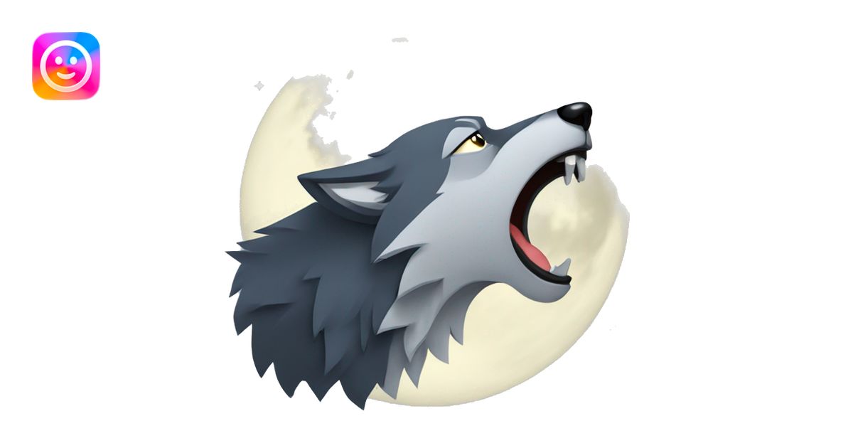 Wolf howling at moon emoji | AI Emoji Generator