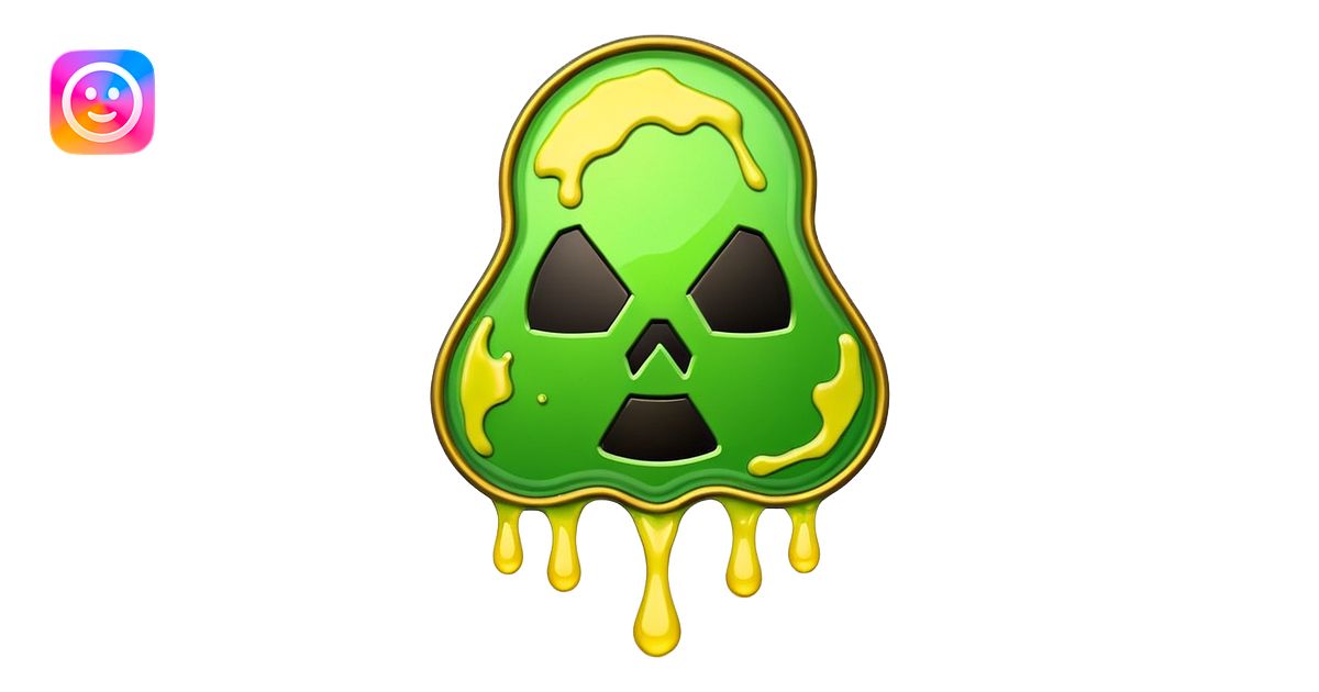 radioactive hazard symbol stylized to look like it is melting. The ...