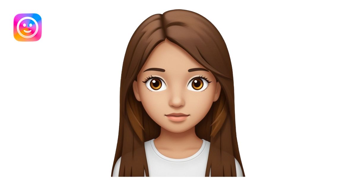 make a teenage 17 year old woman emoji with straight long brown hair ...