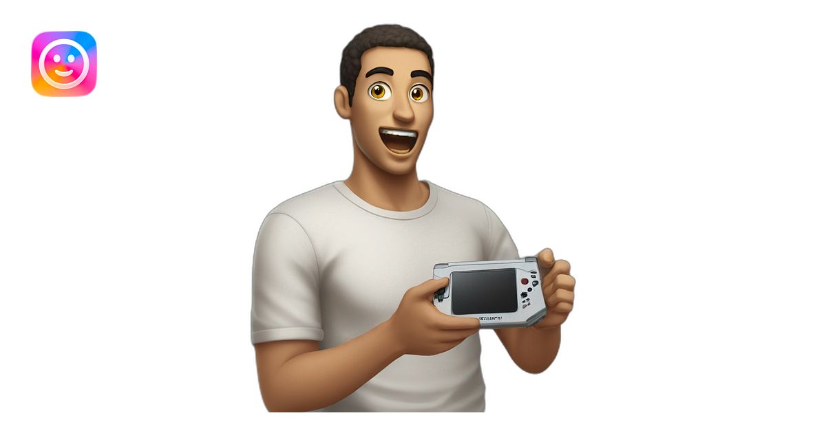 Egypt guy with gameboy in hand, screaming emoji | AI Emoji Generator