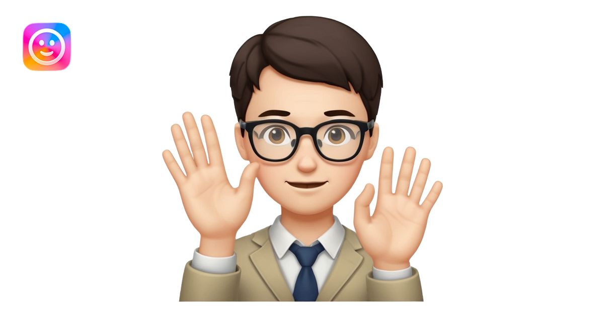 NERD WITH GLASSES USING ONE HAND PUSH emoji | AI Emoji Generator