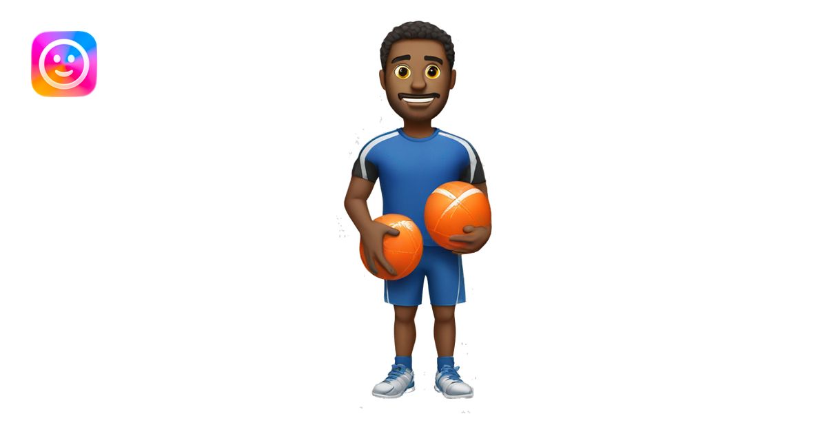 Man gripping two dodge balls in a bag emoji | AI Emoji Generator