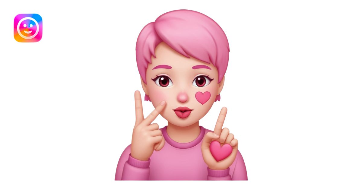 an uwu kissy face with a finger heart emoji emoji | AI Emoji Generator
