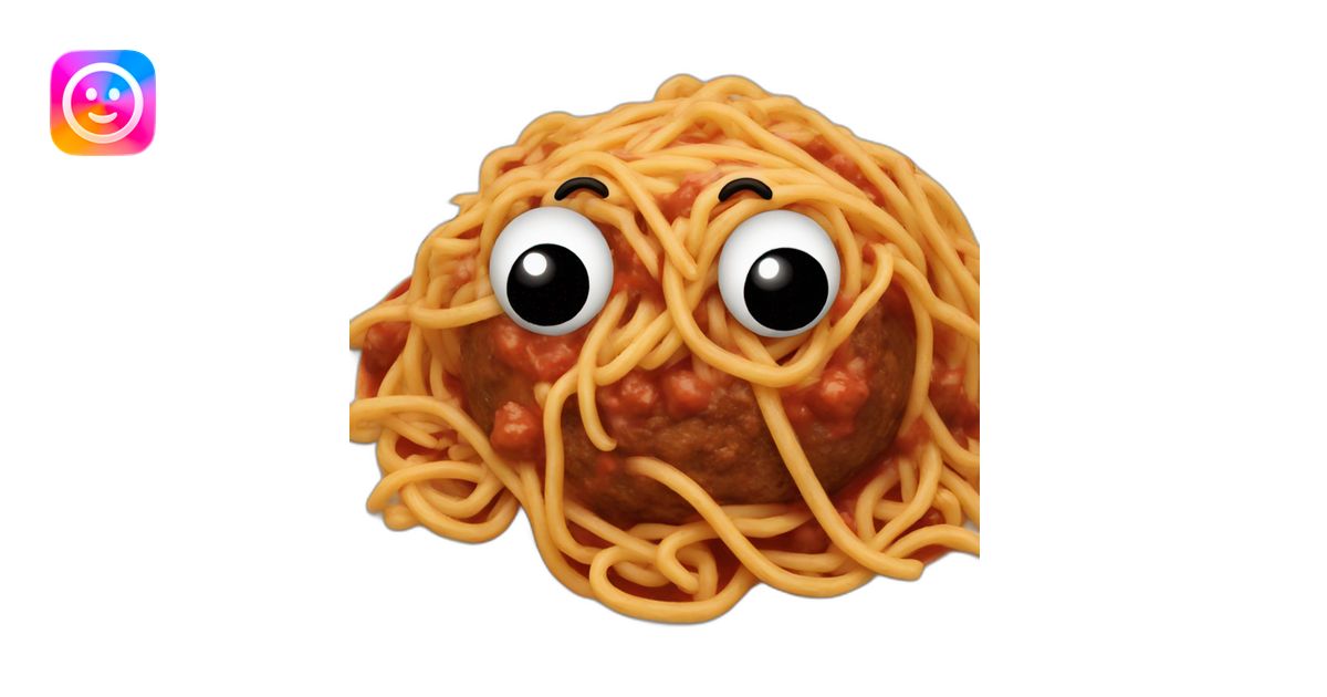 Spaghetti and meatballs, with a face arms and legs emoji | AI Emoji ...