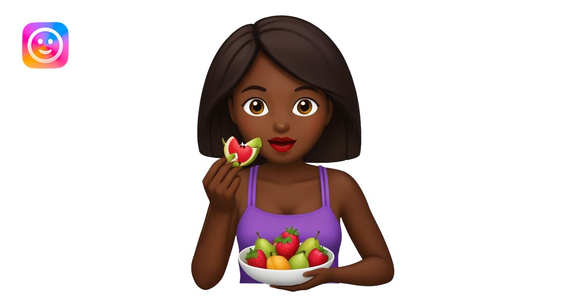 dark skin woman eating fruit emoji | AI Emoji Generator