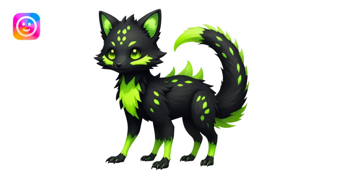 Rare realistic black edgy toxic radioactive-themed black fur with neon ...
