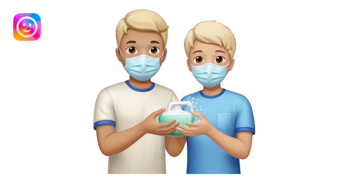 Give me emojis that represent corona-time safety rules such as: keep ...