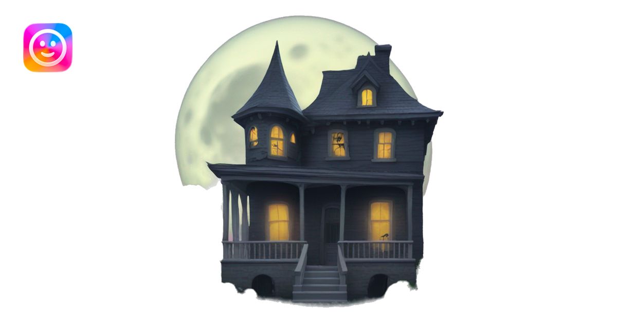 Haunted House Moon in Background emoji | AI Emoji Generator