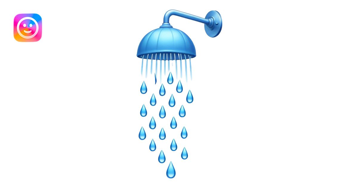 "A clean emoji icon of a shower with a rainfall head running with blue ...