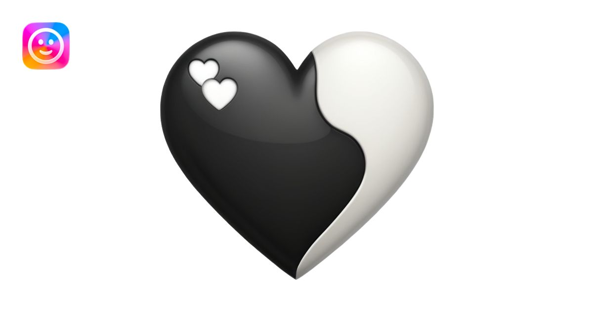 A half black heart and half white heart emoji emoji | AI Emoji Generator