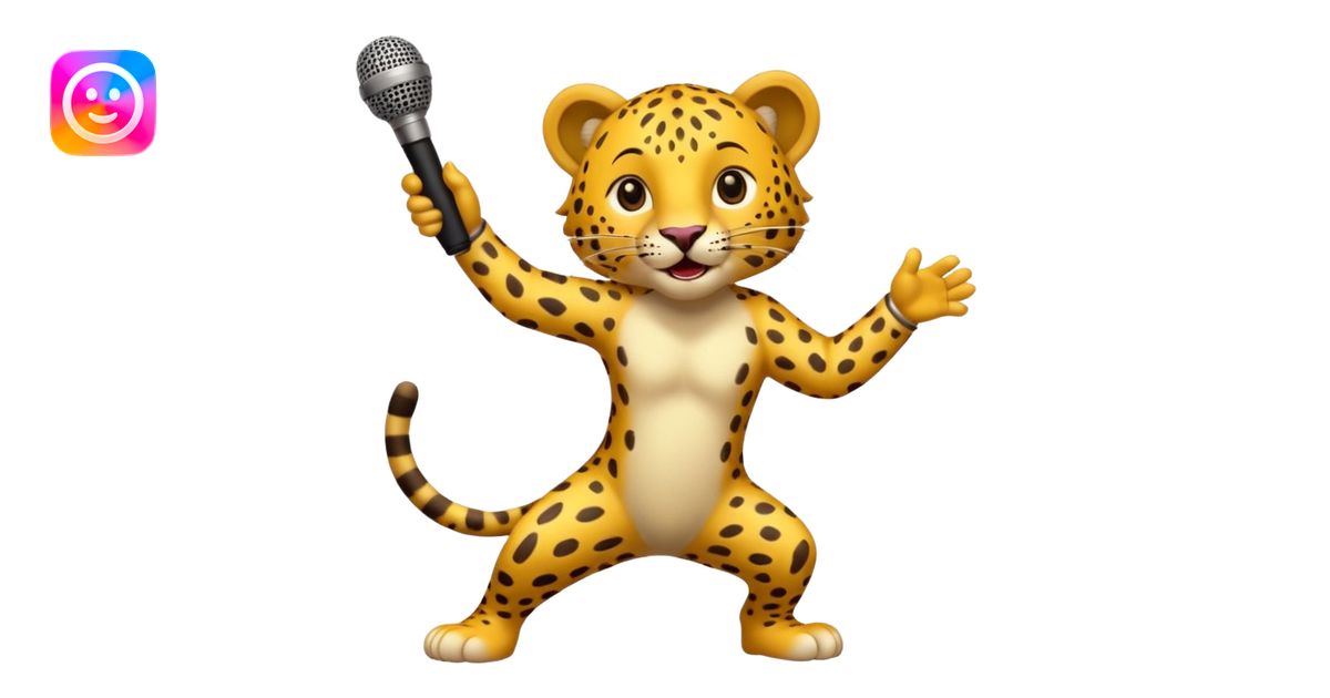 leopard der tanzt mit mikro emoji | AI Emoji Generator