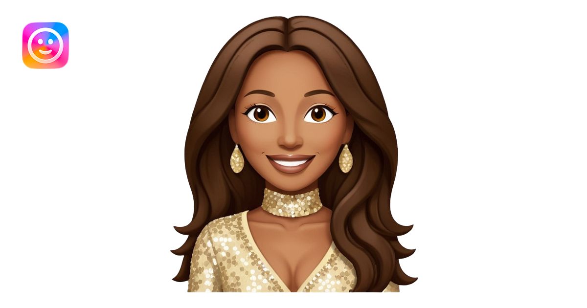 Yolanda Adams with long dark brown hair, cream sequin outfit emoji | AI ...