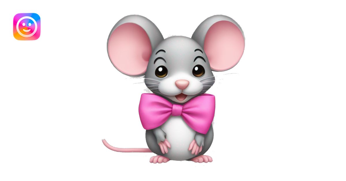 Mouse wearing a pink bow emoji | AI Emoji Generator