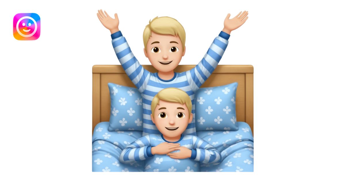 emoji- of a cute stretching boy waking up in bed emoji | AI Emoji Generator