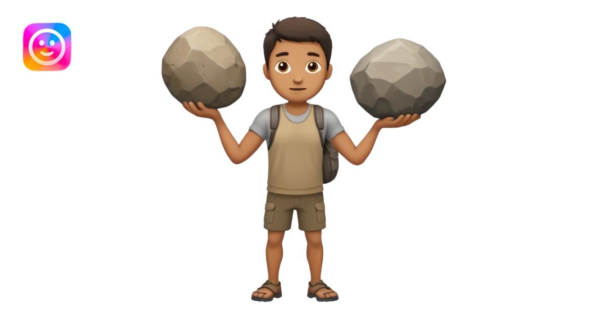 Guy carrying 3 rocks emoji | AI Emoji Generator