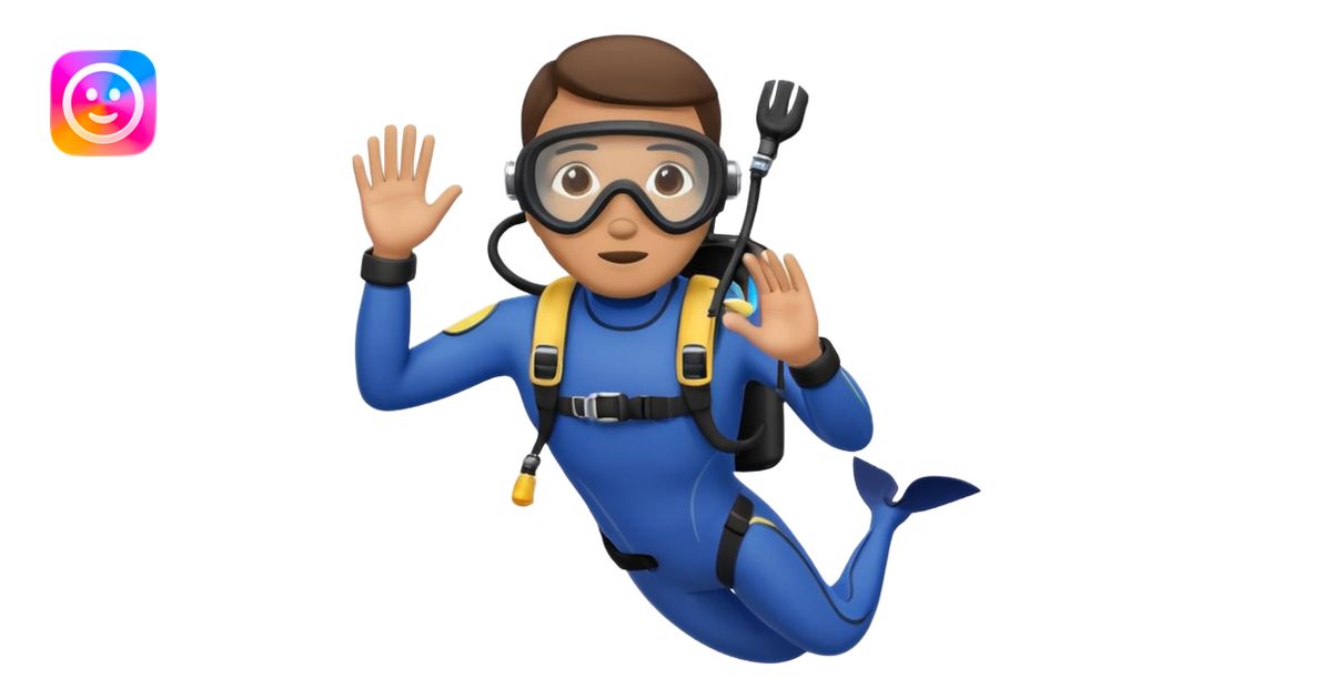 scuba diver with blue background emoji | AI Emoji Generator