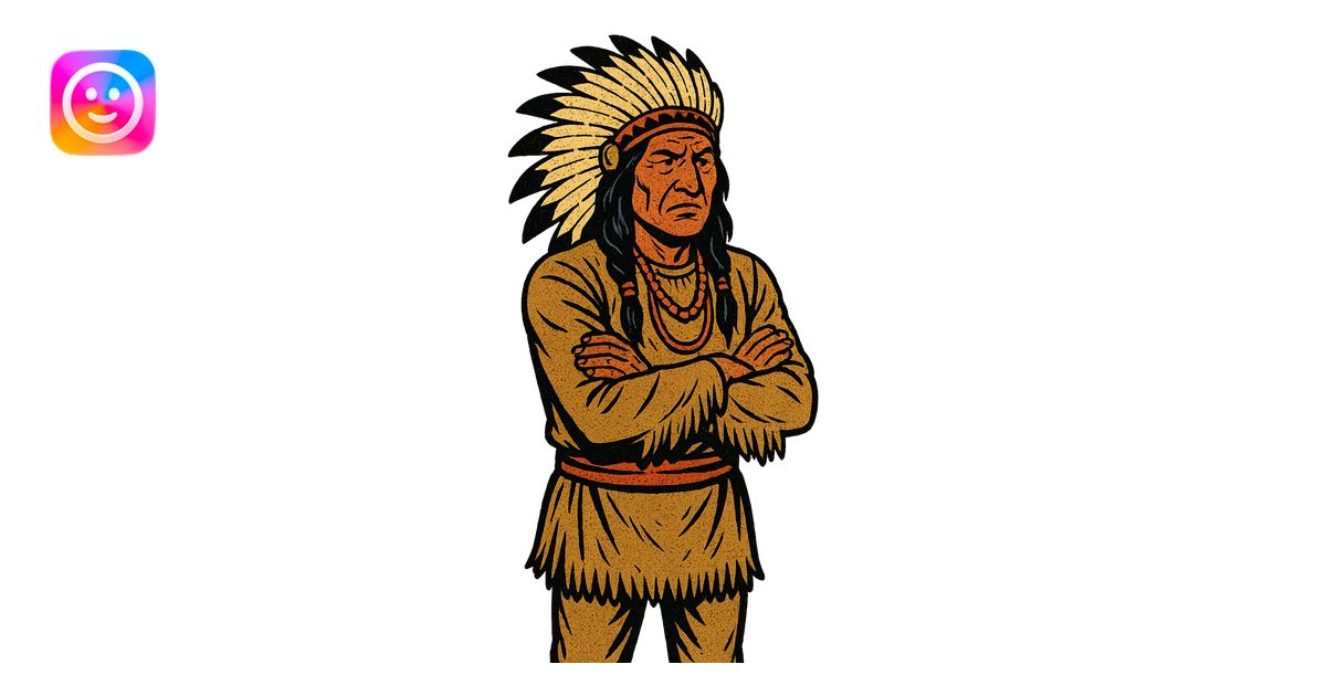 The full body of A native American Indian chief from the 1800s standing ...