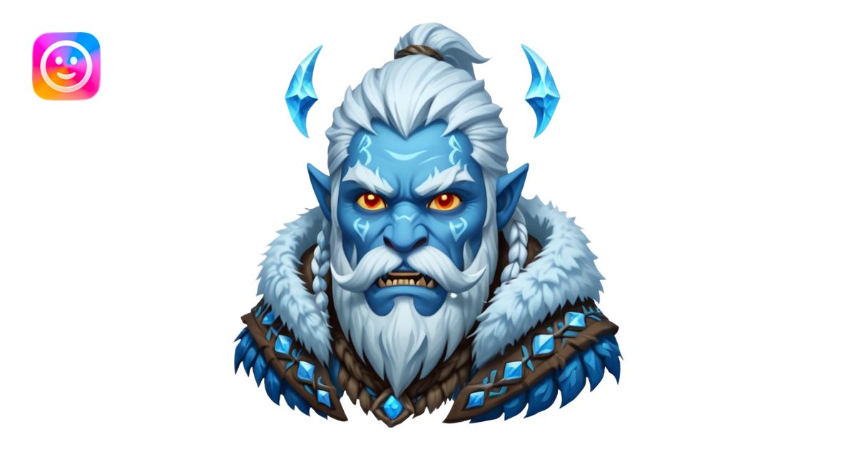 Legendary fantasy orc Christmas portrait icon, Frostfather and Snow ...