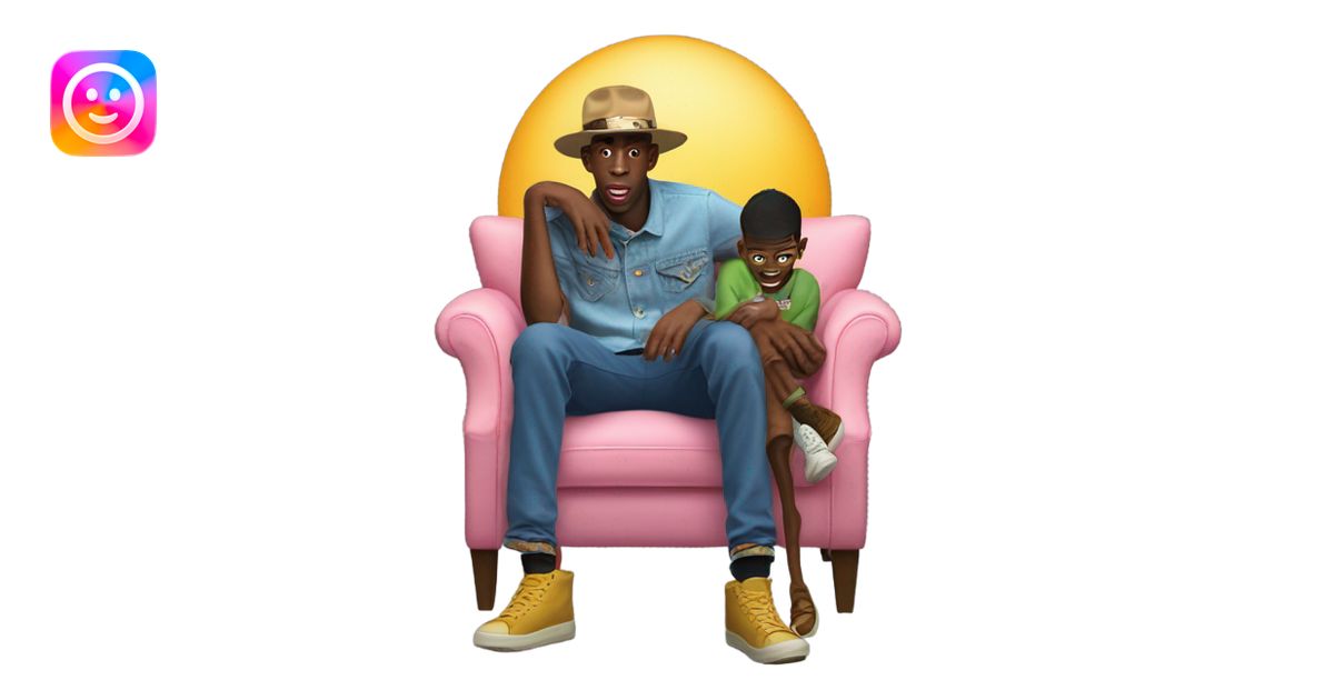 Tyler the Creator sitting on Lil Nas Xs lap emoji | AI Emoji Generator