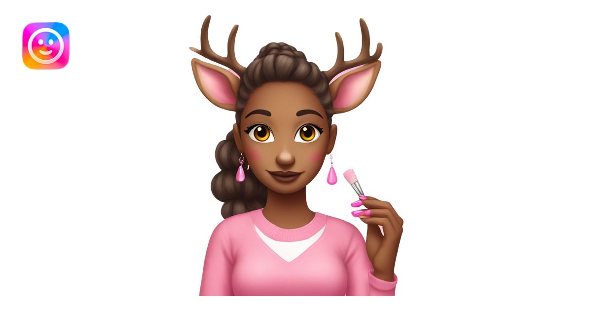 Girly deer painting nails pink emoji | AI Emoji Generator