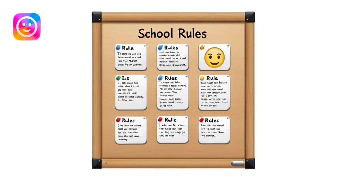 school rules on the noticeboard emoji | AI Emoji Generator