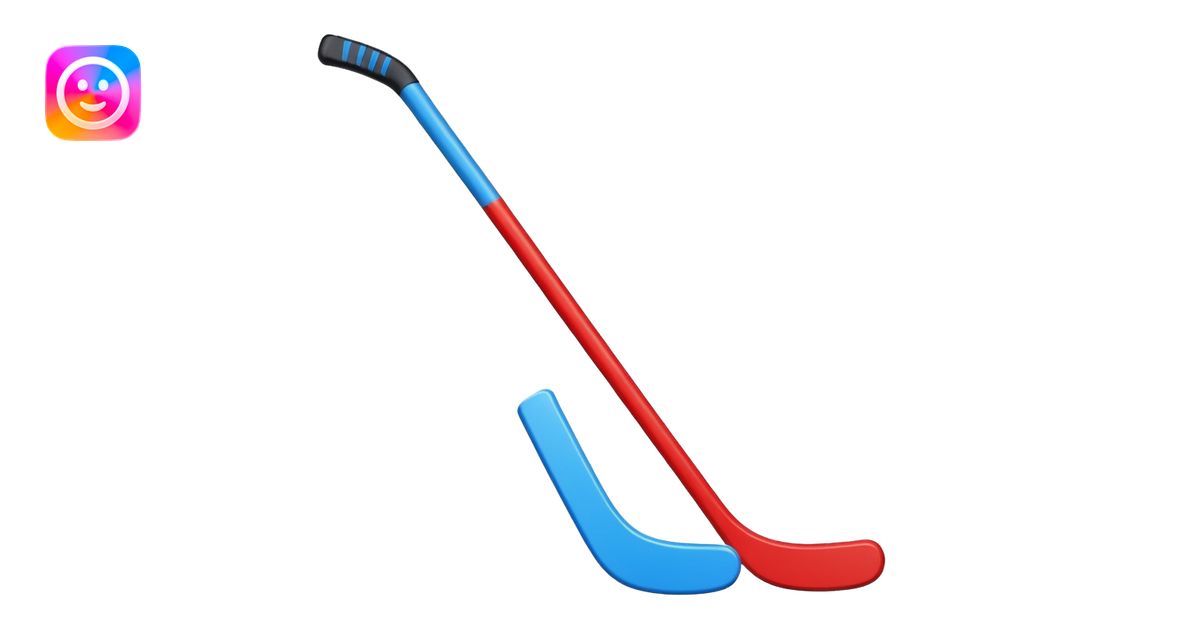 ice hockey stick (#00A3E0) and red (#F9423A) emoji | AI Emoji Generator