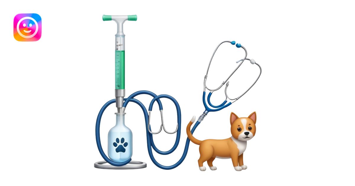 An icon featuring a stethoscope, a paw print, and a syringe ...