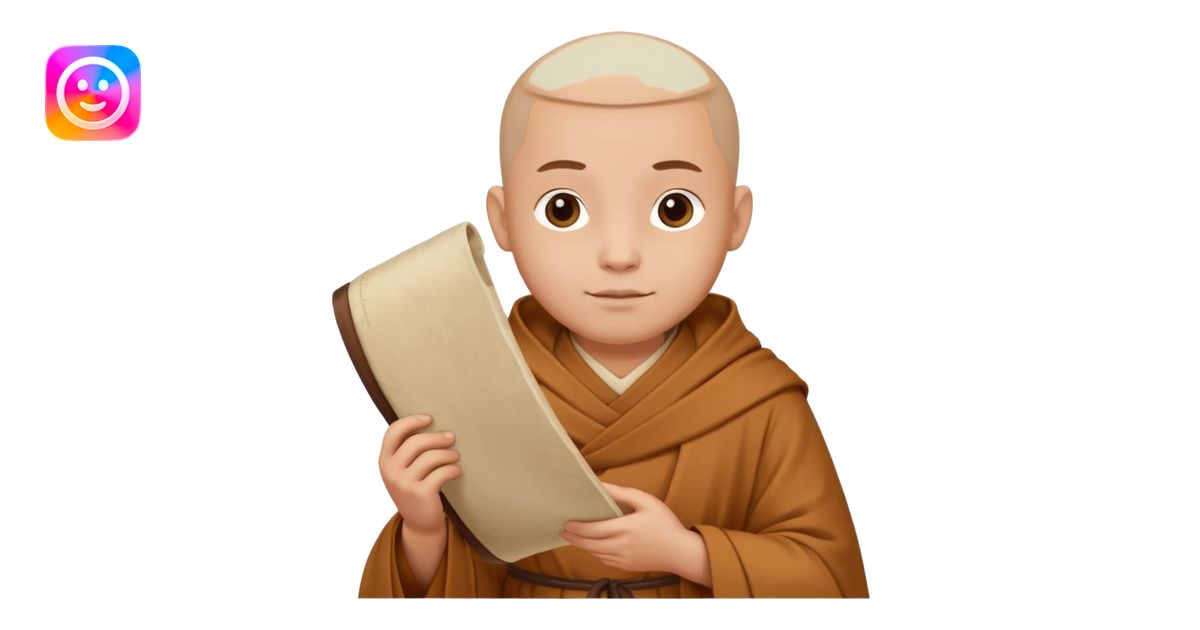 A gentle monk in simple robes, holding a scroll with serene expression ...