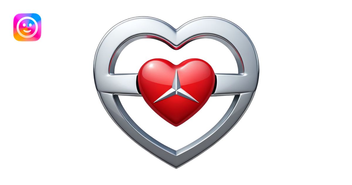 heart shaped Mercedes logo emoji | AI Emoji Generator