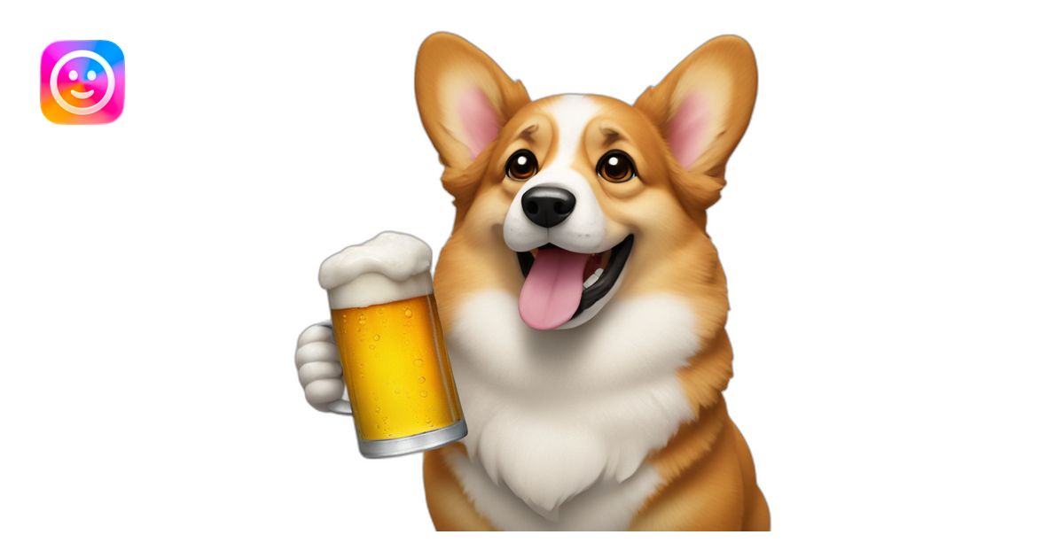 corgi with a beer emoji | AI Emoji Generator