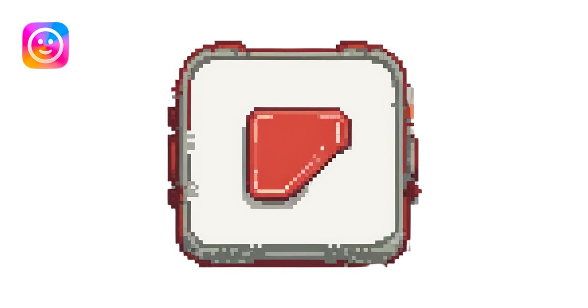 pixel art YouTube logo, retro style, red and white, iconic play button ...