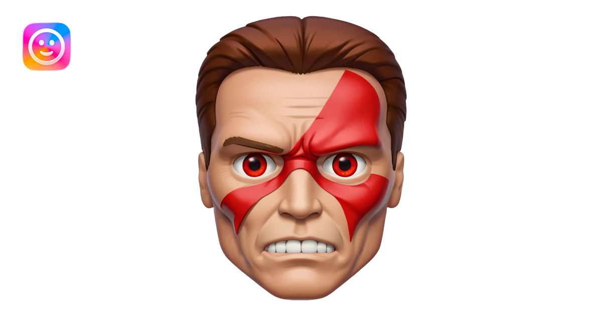 half face metal Terminator Arnold Schwarzenegger Red eyed emoji | AI ...