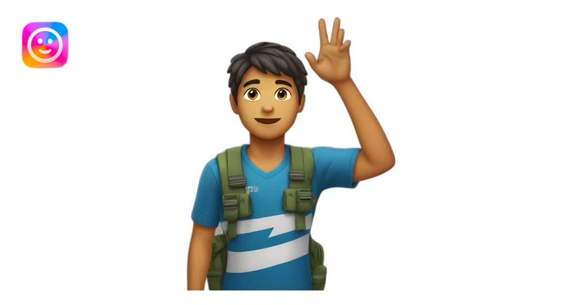 Brazilian boy saluting with his hand in the air emoji | AI Emoji Generator