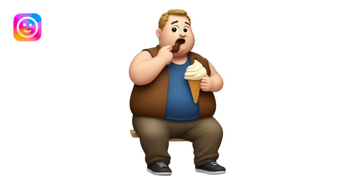 Fat guy eating brown ice cream emoji | AI Emoji Generator