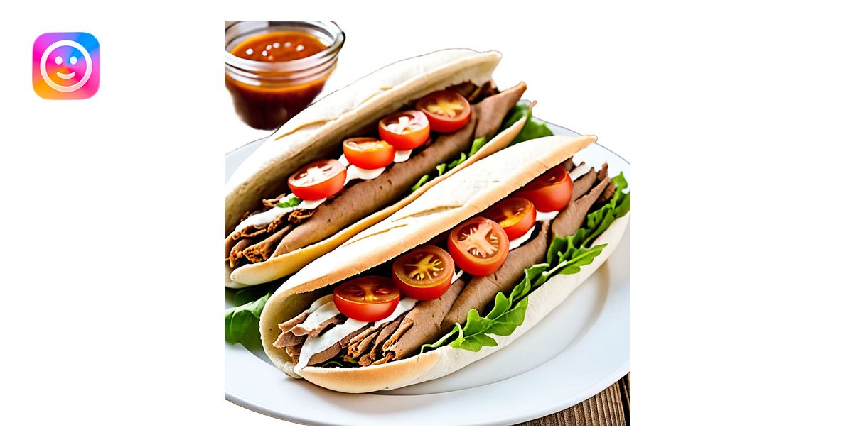 Döner im frisch aufgebackenen Fladenbrot, außen leicht knusprig, innen ...