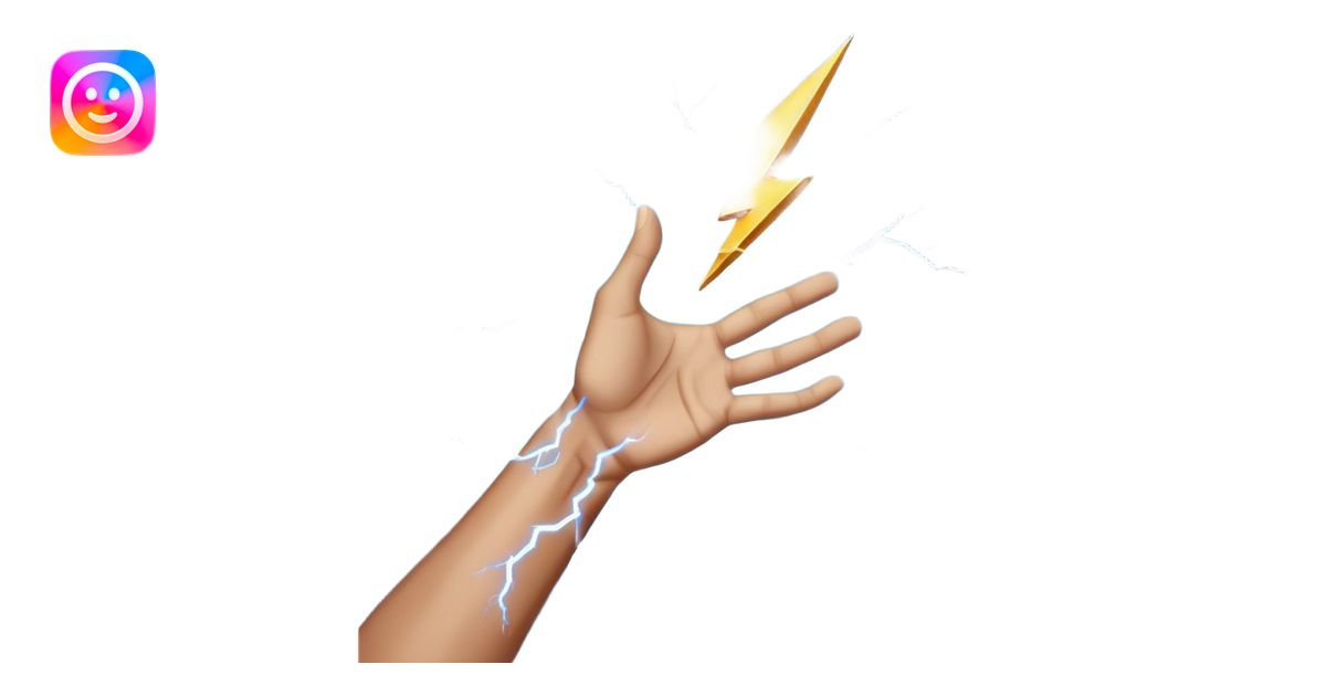 Hand catching a lightning bolt mid-air emoji | AI Emoji Generator