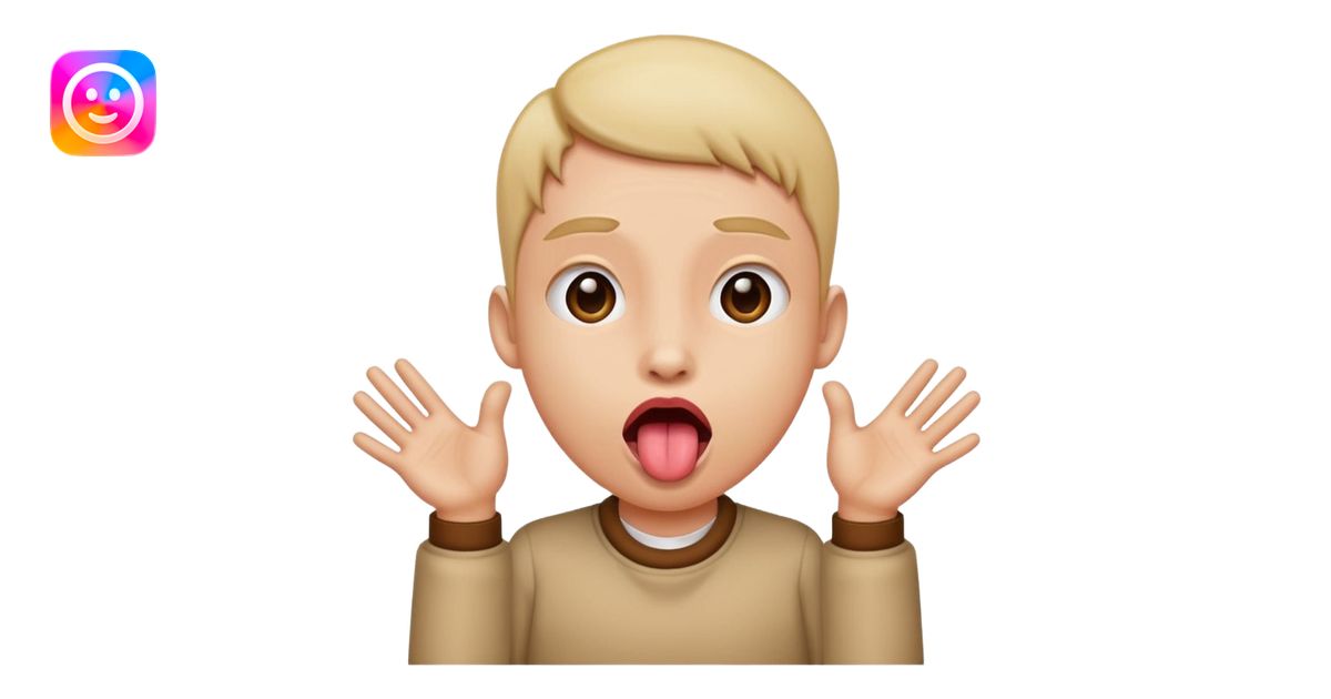 tounge out w hands to the side like pushing emoji | AI Emoji Generator