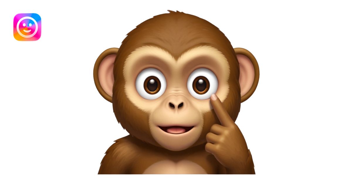 A monkey pulling his eyelid down with one finger emoji | AI Emoji Generator