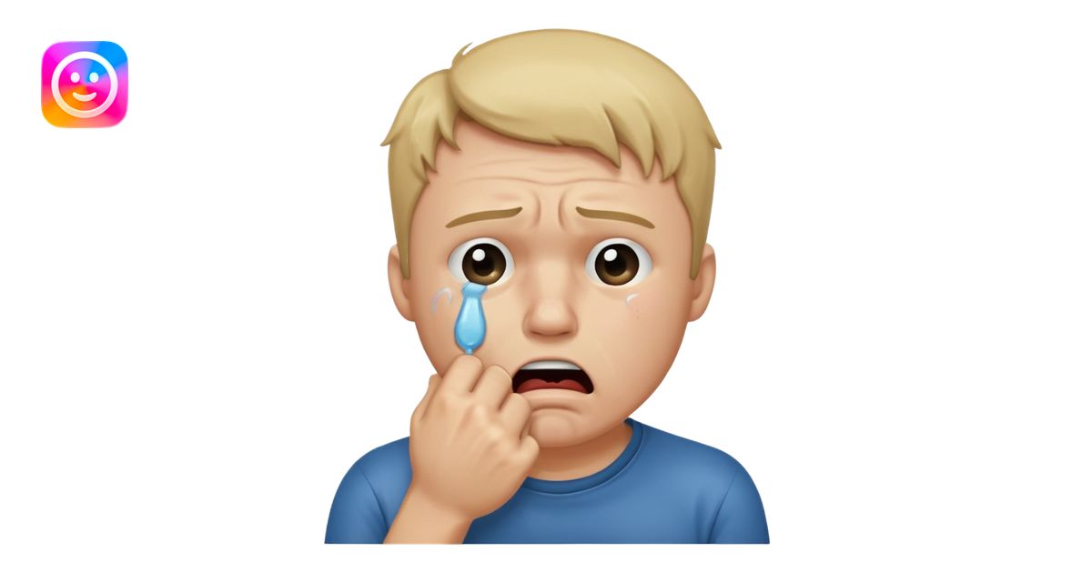 Crying man with his fist holding to his mouth emoji | AI Emoji Generator