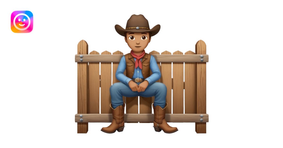 A calm cowboy leaning on a fence, dusty boots, hat tipped forward ...