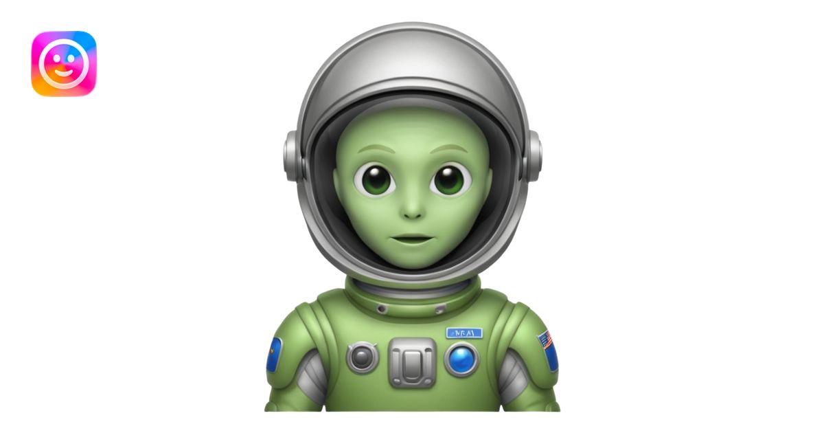 green alien silver Astronaut emoji | AI Emoji Generator