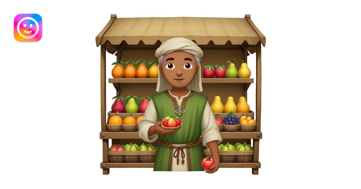 merchant in medieval time with fruit stand emoji | AI Emoji Generator